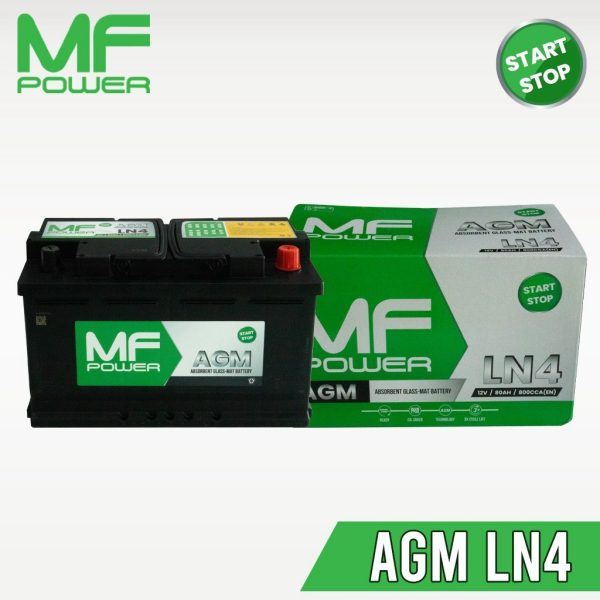 แบตเตอรี่รถยนต์ MF POWER รุ่น AGM LN4 - 80 แอมป์ ขั้วซ้าย ขั้วจม